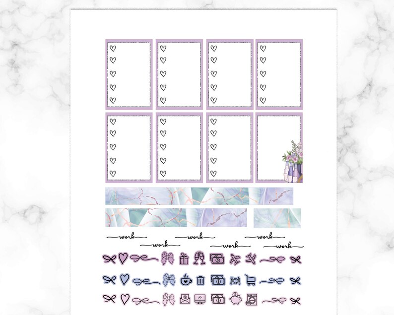 Sleepover Printable Sticker Kit, Slumber Party Weekly Set, Purple ...