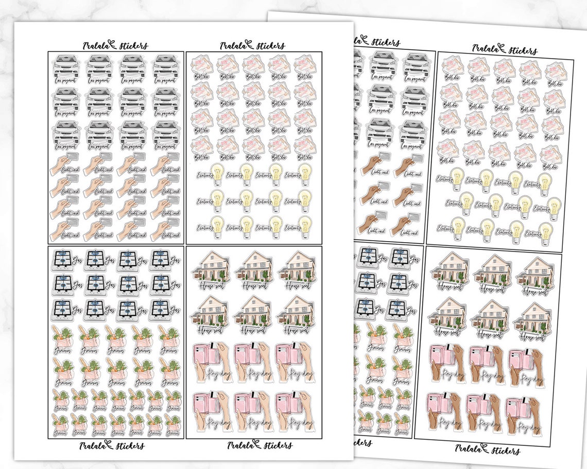 Bills Icons Printable Decorative Stickers Save Mortgage - Etsy