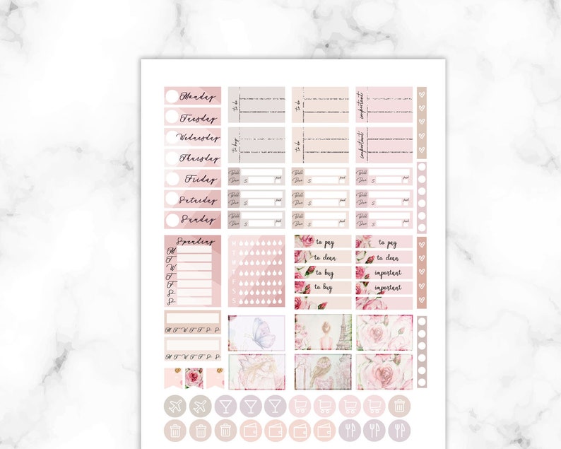GIRL in Paris Printable Planner Stickers Hand Pained - Etsy