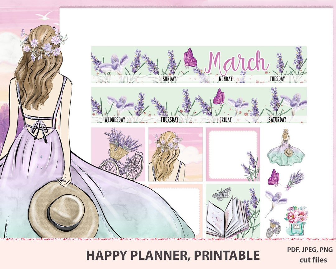 March Monthly Kit for Happy Planner, Printable March Sticker Kit ...