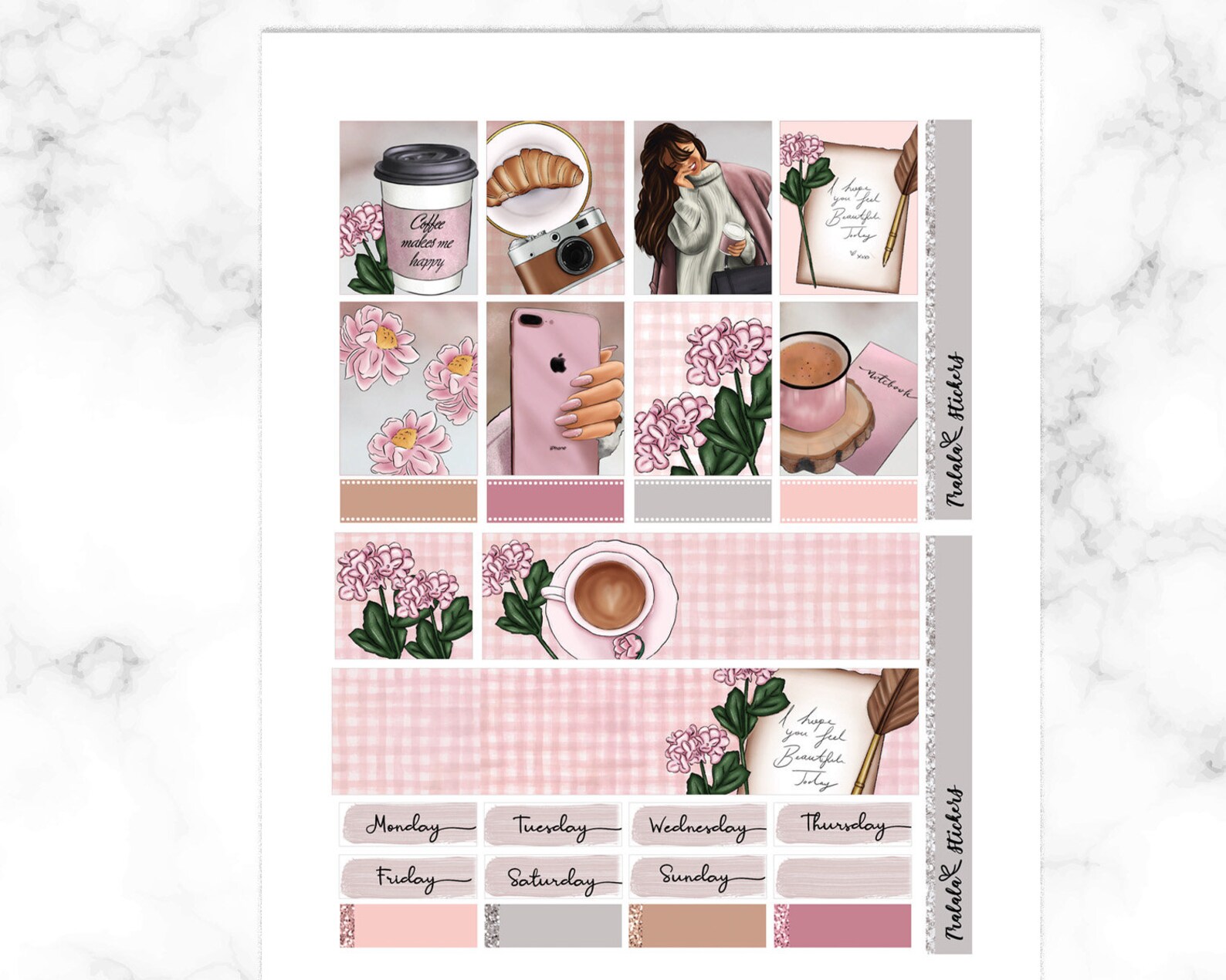 Erin Condren Printable Planner Stickers Coffee Winter Weekly - Etsy