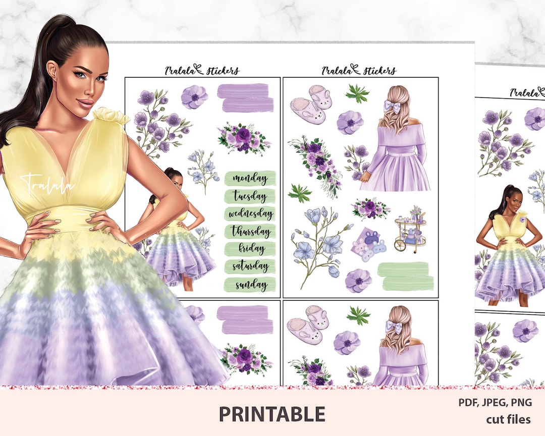 Planner Decorative Stickers, Pastel Sticker Pack, Fashion Girls, Bullet ...