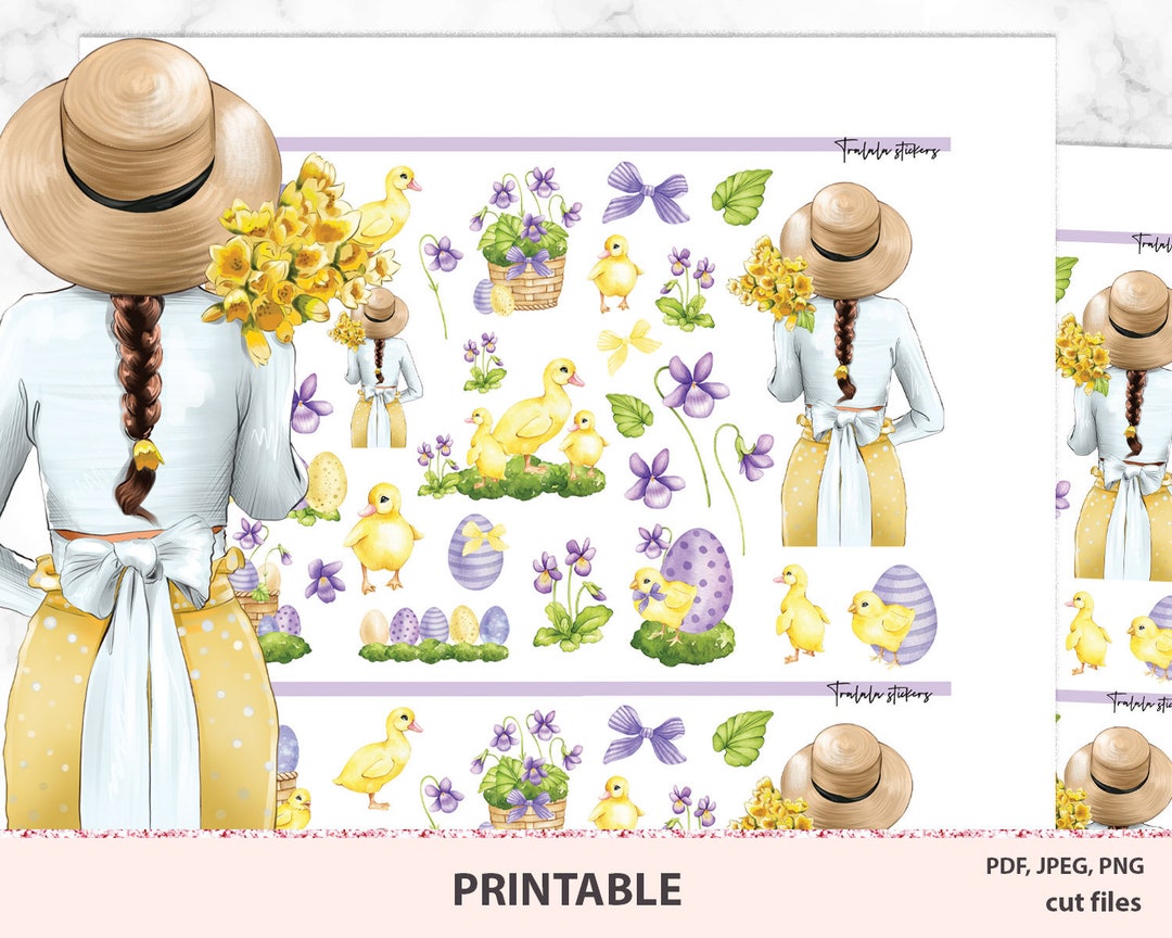 Purple Yellow Deco Stickers, Printable Kit for Bullet Journals and ...