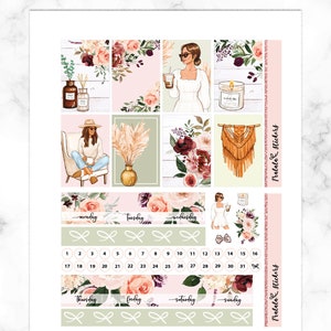Boho Happy Planner Printable Stickers, Floral Sticker Kit, Botanical ...