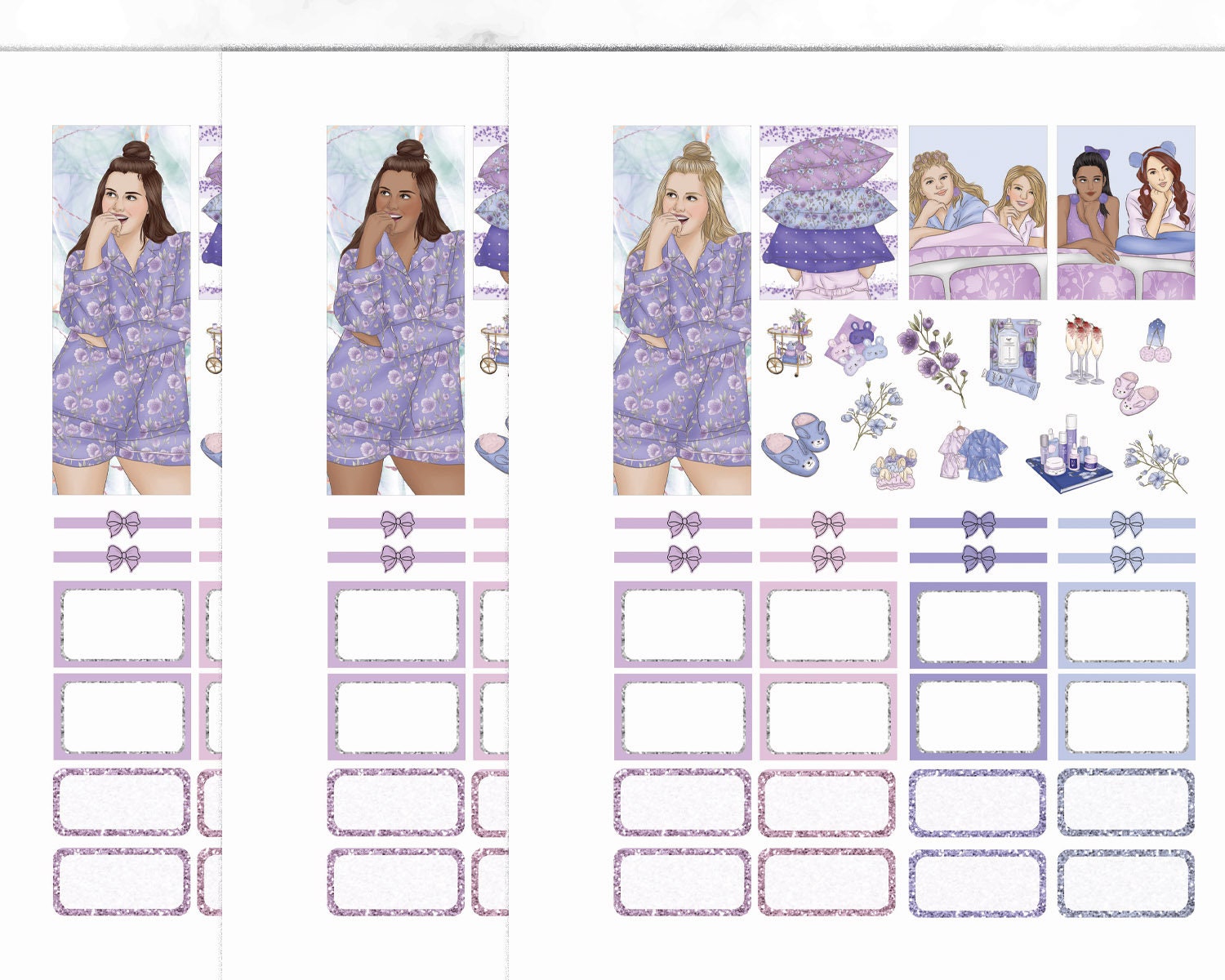 Sleepover Printable Sticker Kit Slumber Party Weekly Set - Etsy