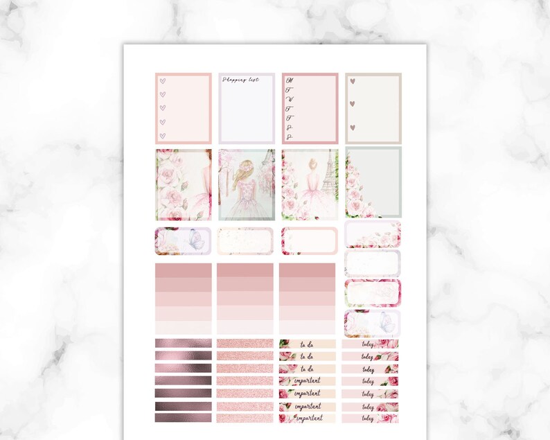 GIRL in Paris Printable Planner Stickers Hand Pained - Etsy