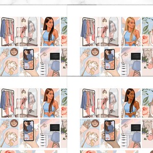 Blogger Babe Printable Planner Stickers, Fashion Girl Kit, Watercolor ...
