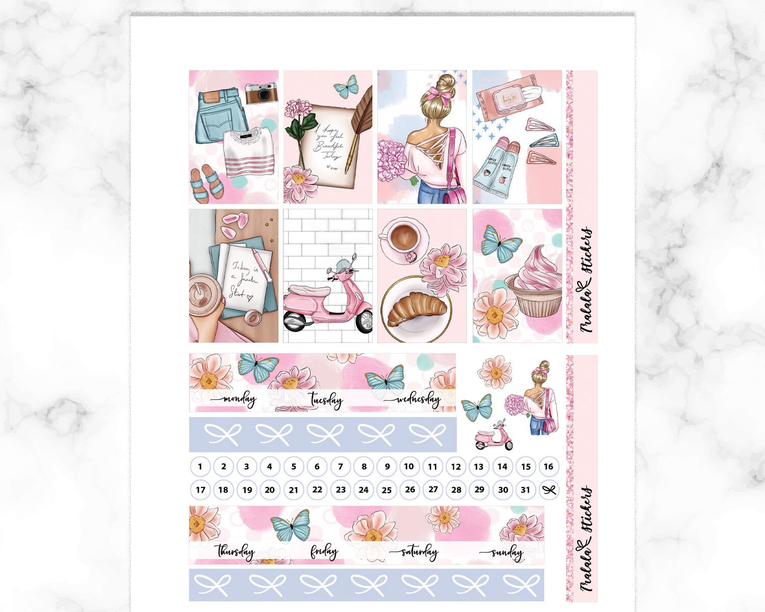 Coffee Time Happy Planner Stickers Printable Floral Stickers | Etsy