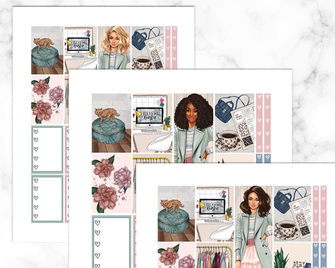 Fashion Girls Stickers Printable Kit for Happy Planner Classic ...