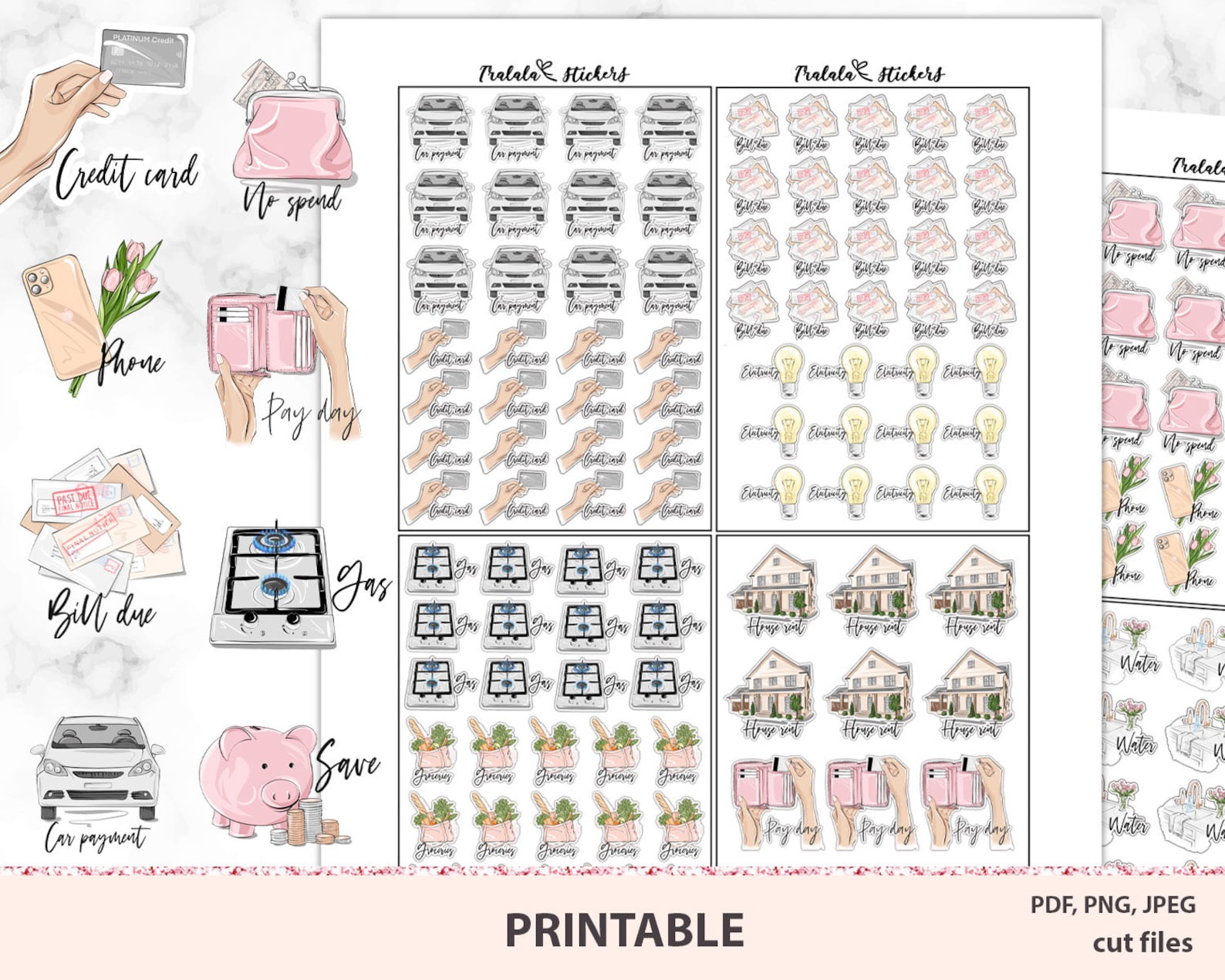 Bills Icons Printable Decorative Stickers Save Mortgage - Etsy