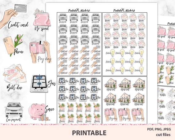 Bills Icons Printable Decorative Stickers Save Mortgage - Etsy