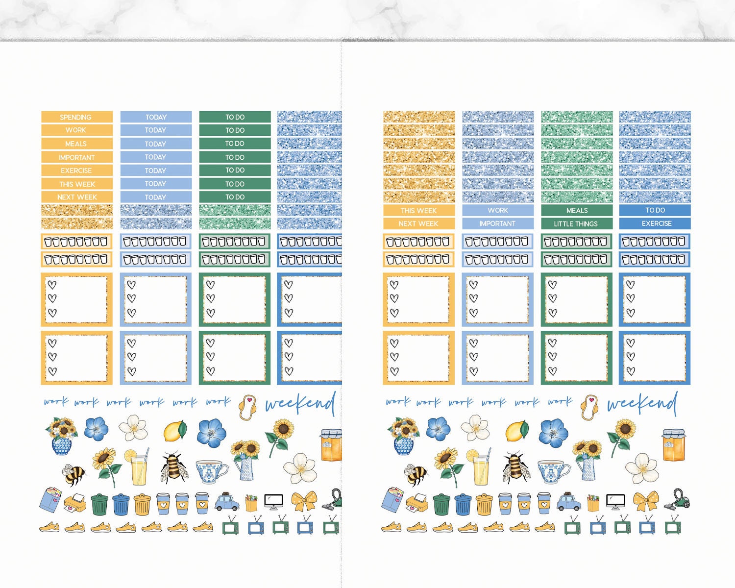 Happy Planner Printable Stickers Sunflowers Fields Sticker | Etsy