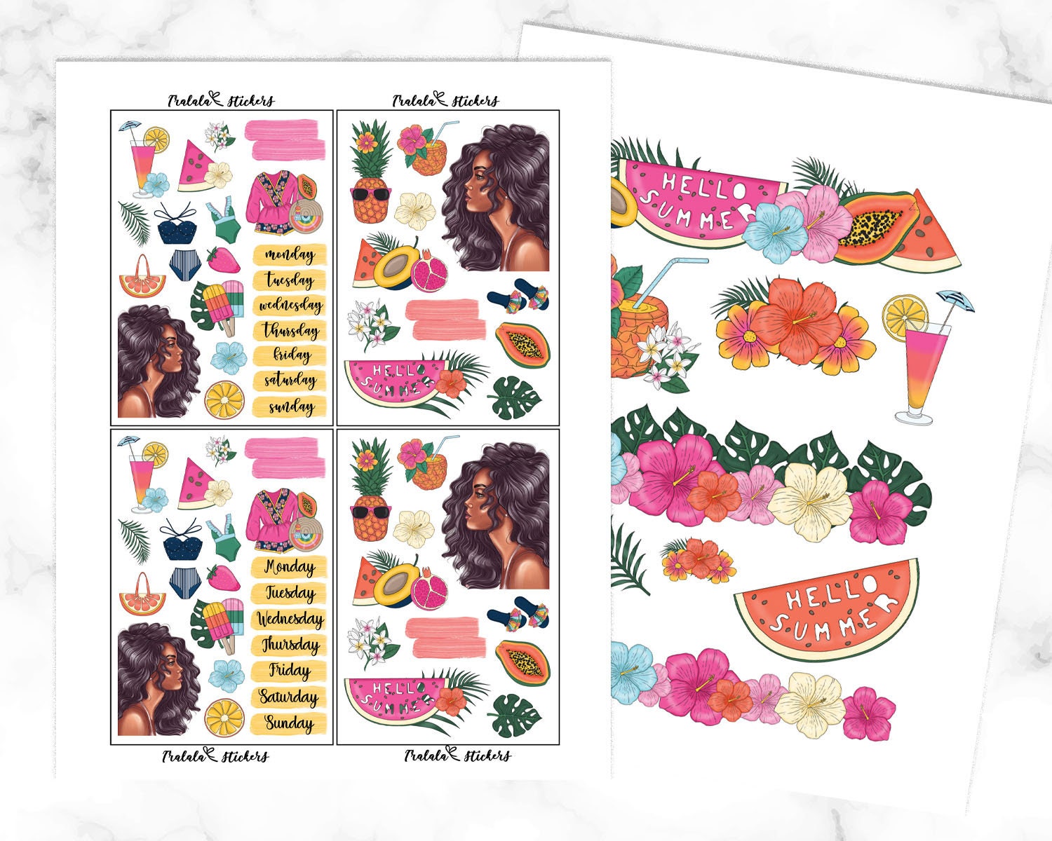 Bullet Journal Stickers Printable, Summer Deco Kit, Tropical Weekly Kit ...