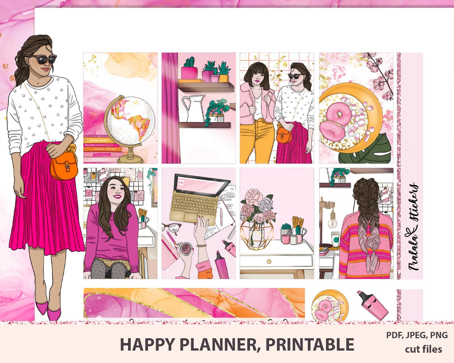 Happy Planner Stickers Printable Office Girl Back To School | Etsy