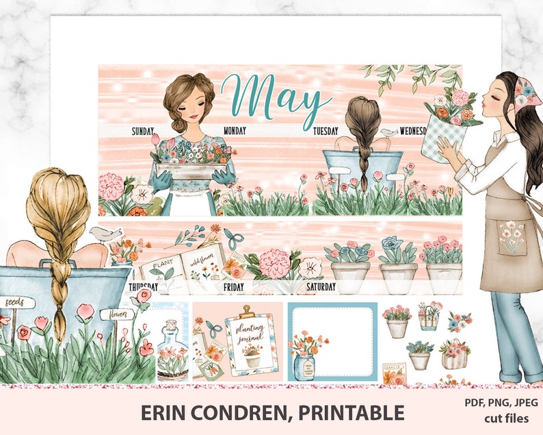 MAY Monthly Printable Planner Stickers for Use With Erin | Etsy
