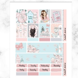 Pink Christmas Planner Sticker Printable, Weekly Kit for Erin Condren ...