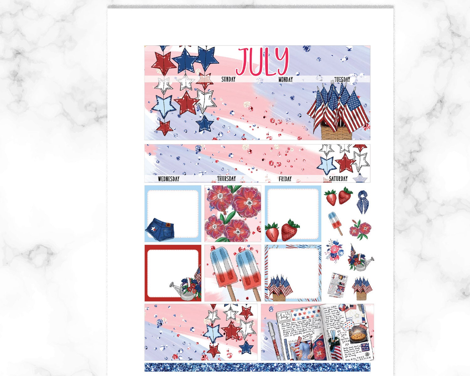JULY HAPPY PLANNER Monthly Printable Kit Printable Monthly - Etsy