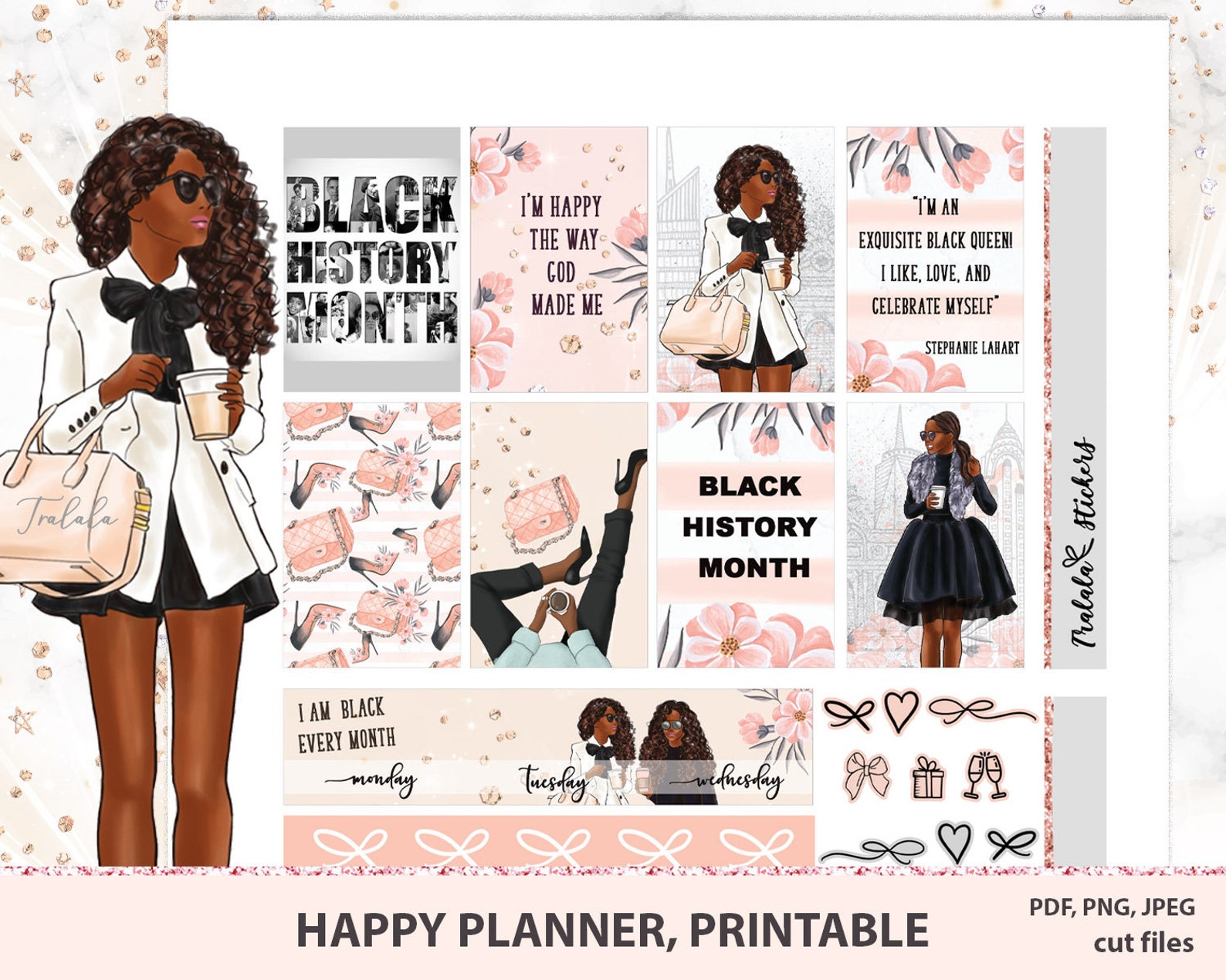BLACK HISTORY Month Printable Weekly Planner Kit, Black Girl Magic ...