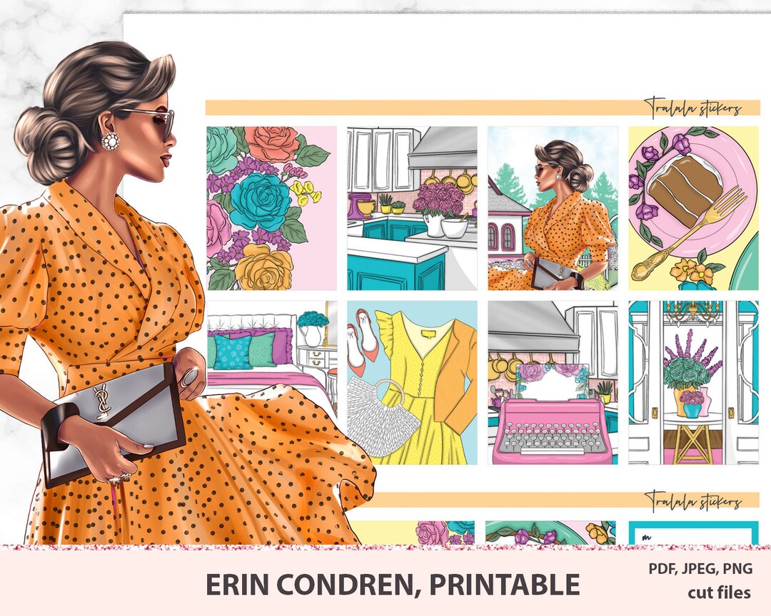 Printable Planner Stickers, Cottage Erin Condren Weekly Planner Sticker ...