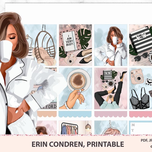 Very Busy Printable Planner Stickers Fashion Girl Weekly - Etsy