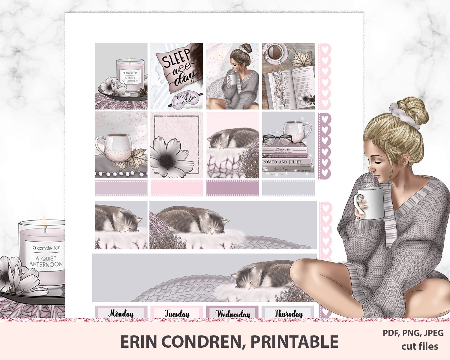 Cozy Day Weekly Kit Printable Fall Downloadable Stickers for | Etsy