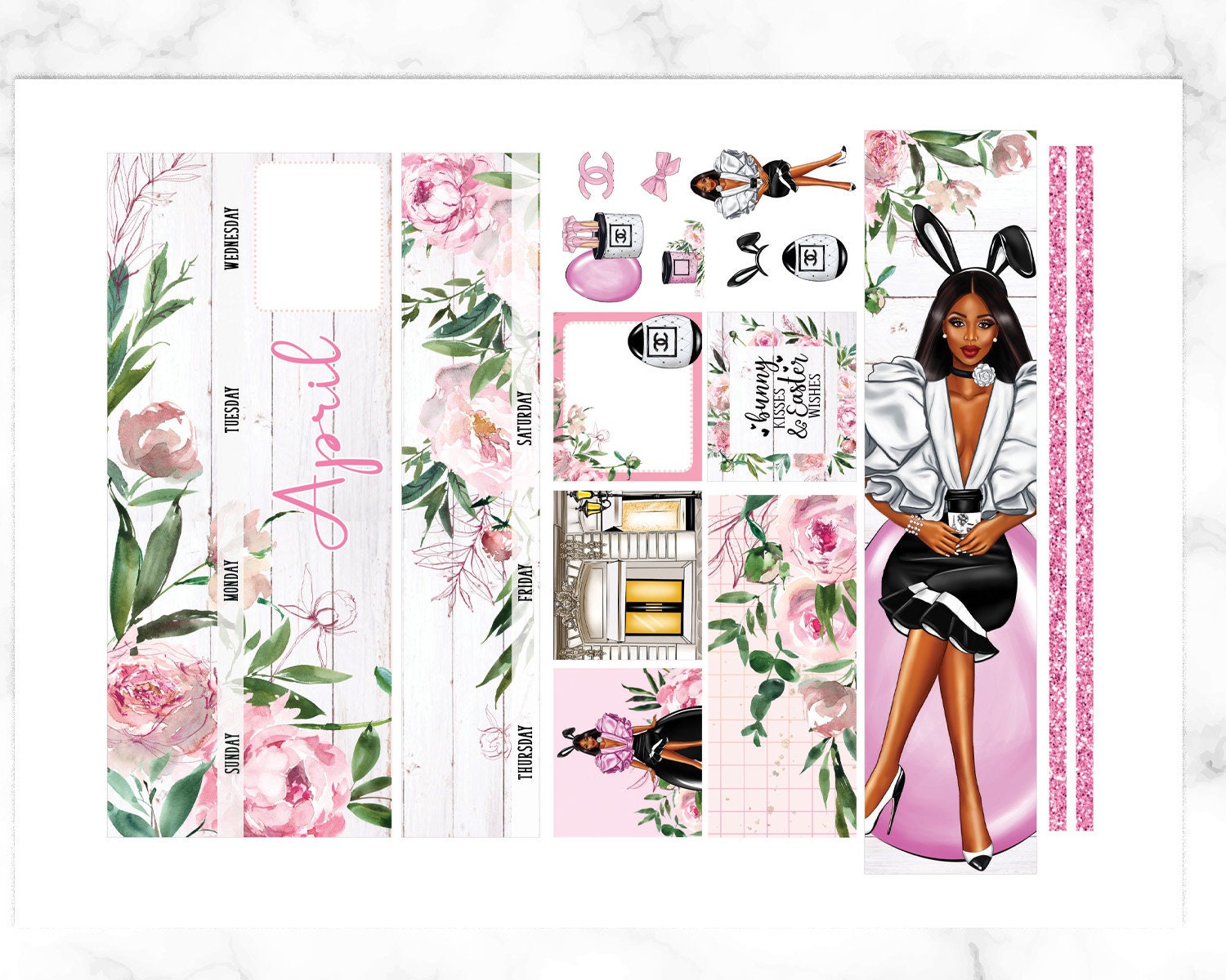 April Printable Monthly Kit Erin Condren, April Monthly View Stickers ...