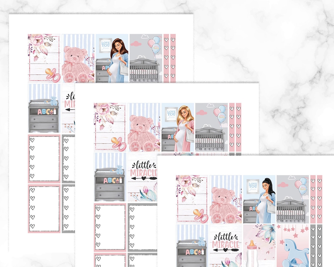 Maternity Printable Planner Stickers for Happy Planner Classic, Mother ...