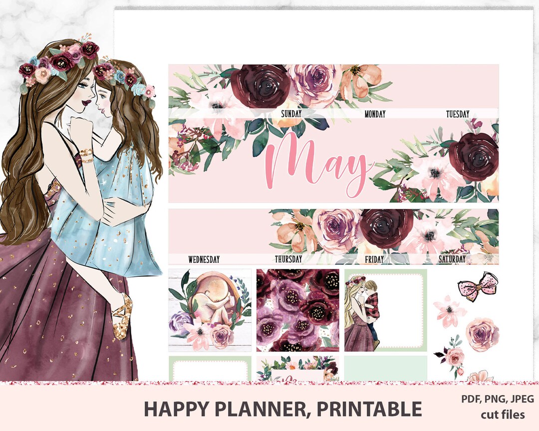 MAY Printable Monthly Kit Happy Planner, Monthly Sticker Kit Printable ...