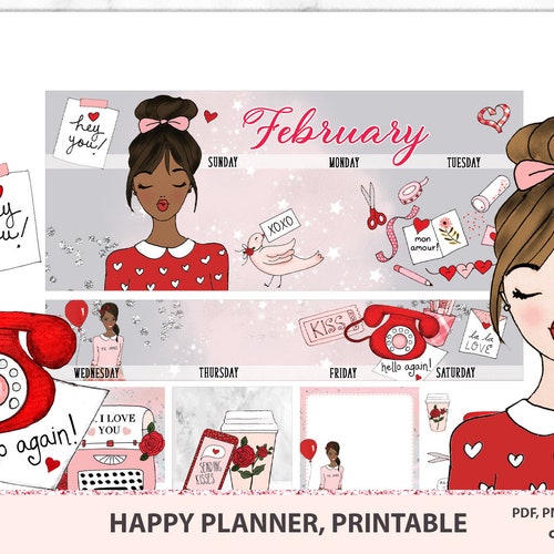 Printable FEBRUARY Planner Stickers Valentines Day Planner | Etsy