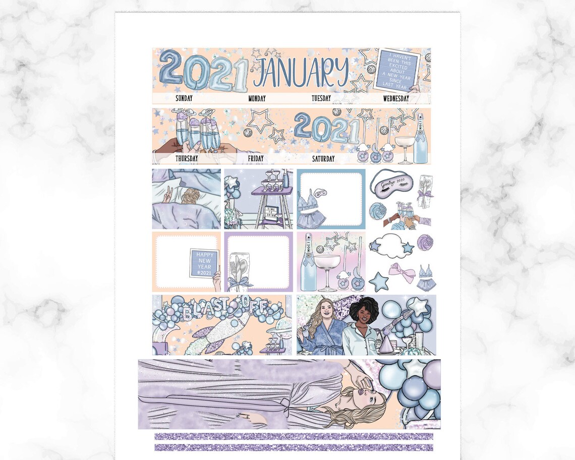 January Monthly Stickers 2021 Printable Monthly Kit Erin - Etsy