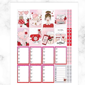 VALENTINES DAY PRINTABLE Planner Stickers, Happy Planner Watercolor ...