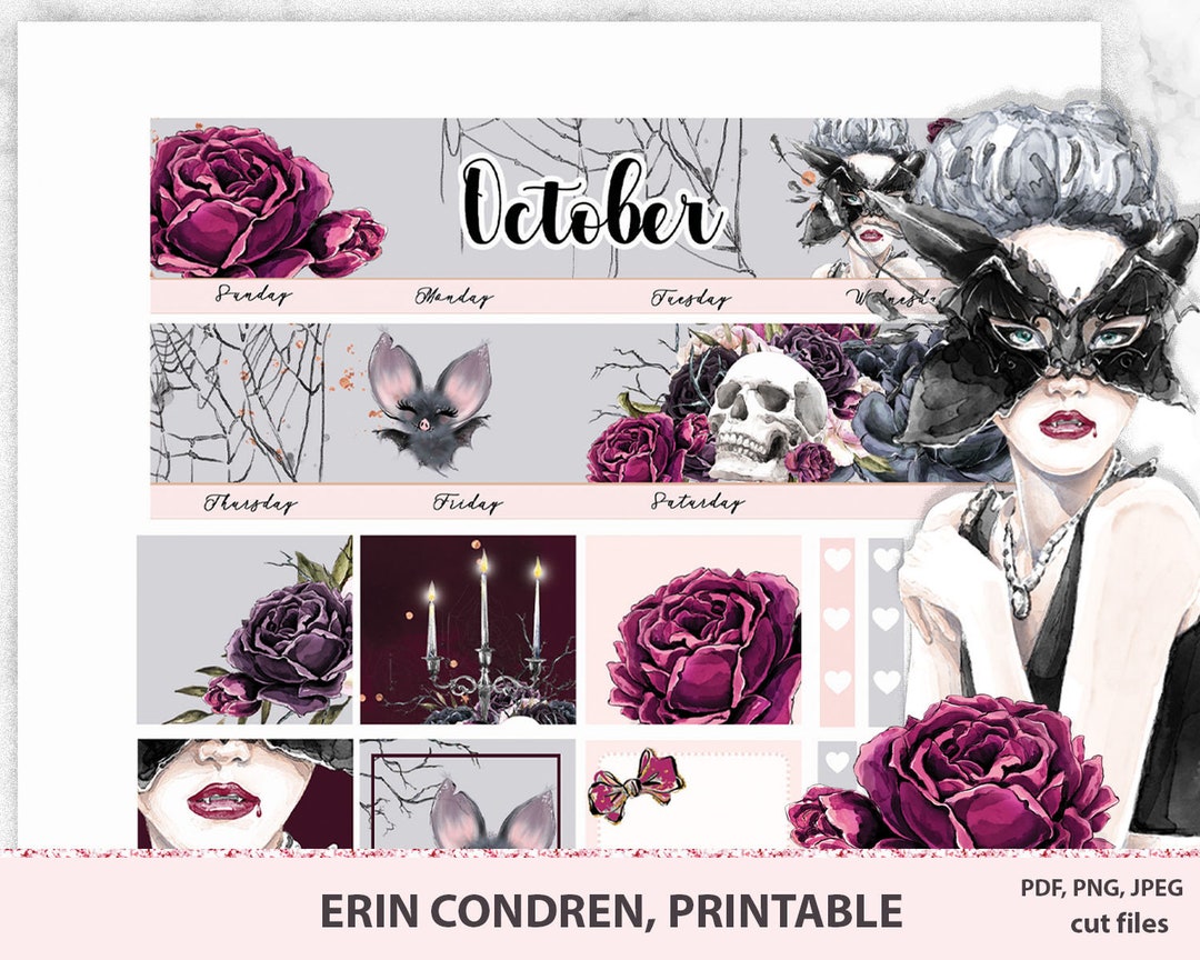 October Monthly Stickers Printable for 2021, ECLP Halloween Theme ...