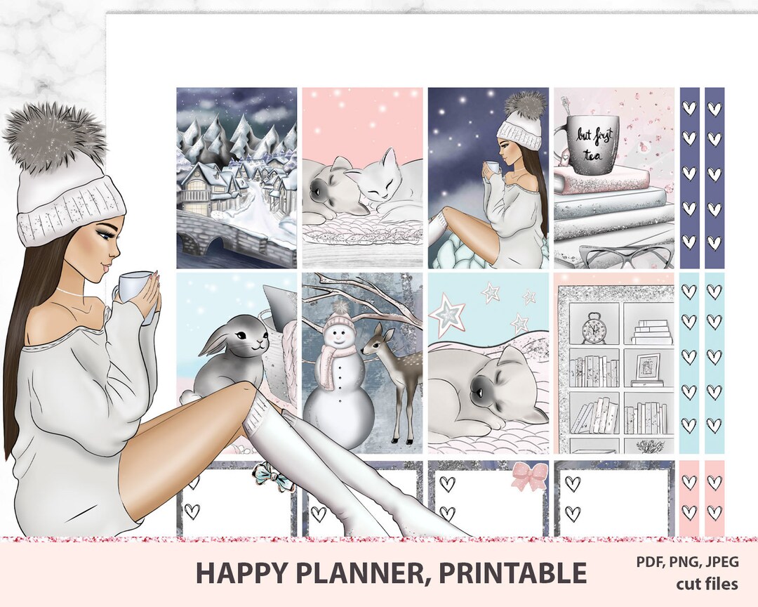 Printable Happy Planner Stickers, Winter Printable Sticker Kit ...