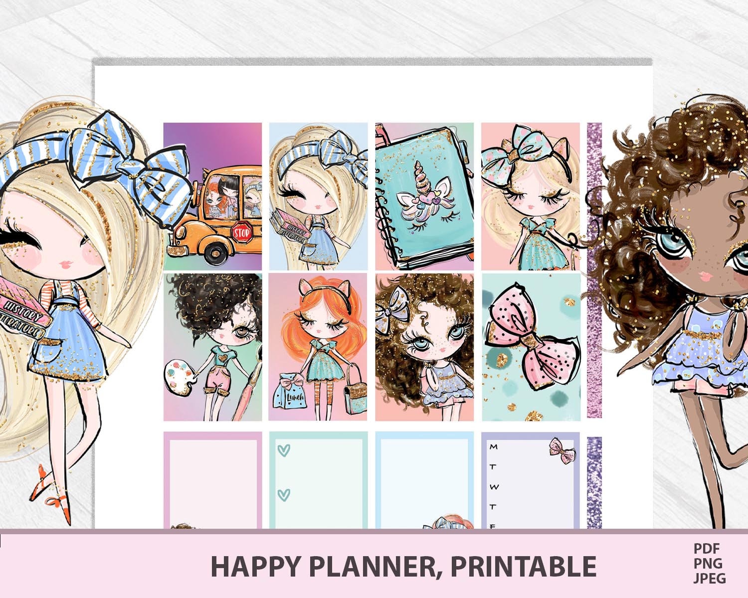 Cute Girls Printable Planner Stickers for Use With Classic - Etsy