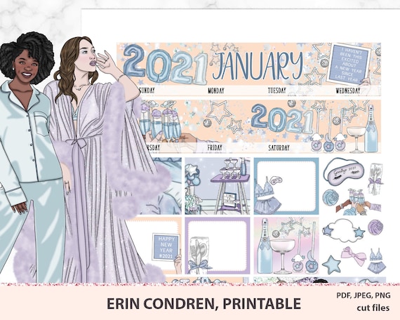 January Monthly Stickers 2021 Printable Monthly Kit Erin | Etsy