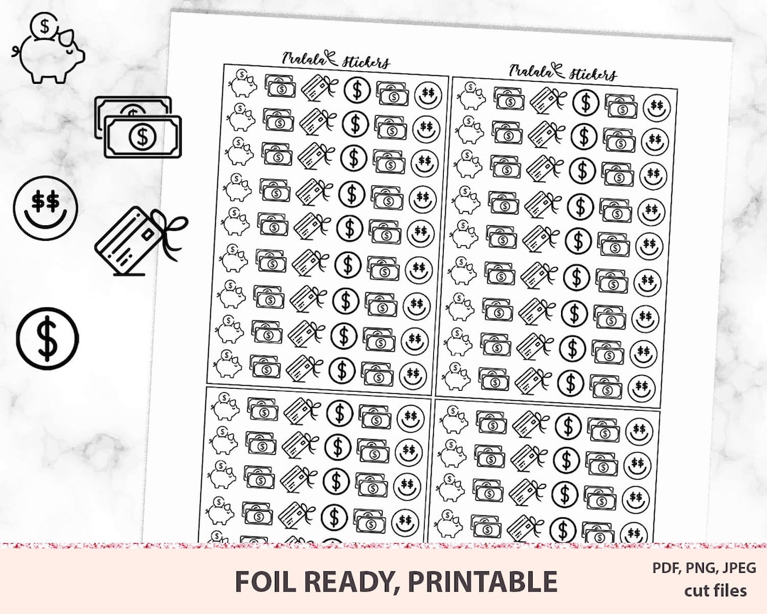 Payday Printable Stickers, Money Foil Ready Icons for Use With Erin ...