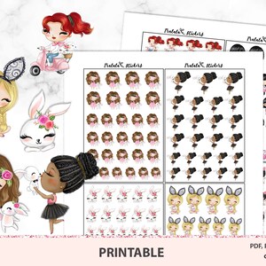 Easter Printable Stickers, Bunny Girls Stickers, Easter Eggs, Easter ...
