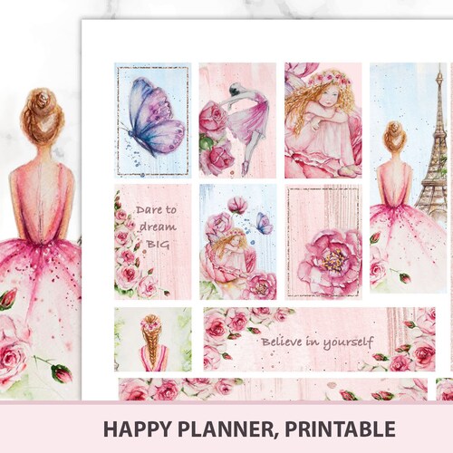 GIRL IN PARIS Printable Planner Stickers Mambi Watercolor - Etsy