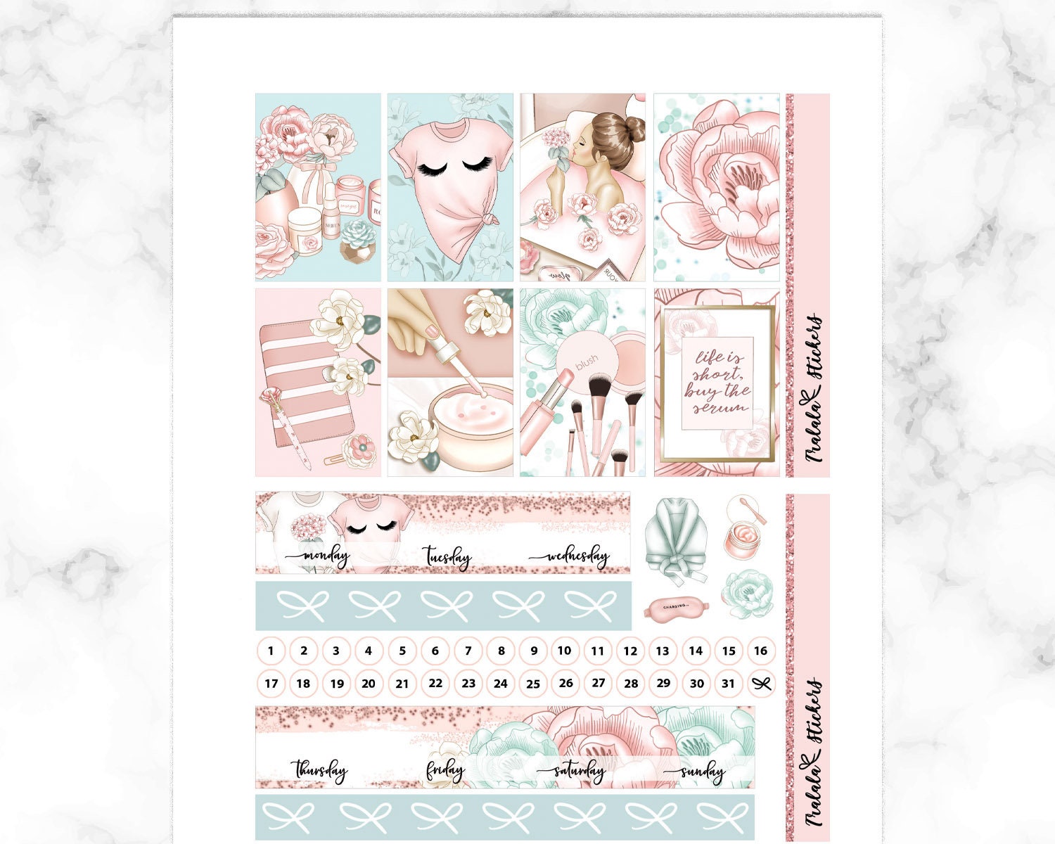 Self Care Printable Stickers Happy Planner Printable Kit SPA | Etsy