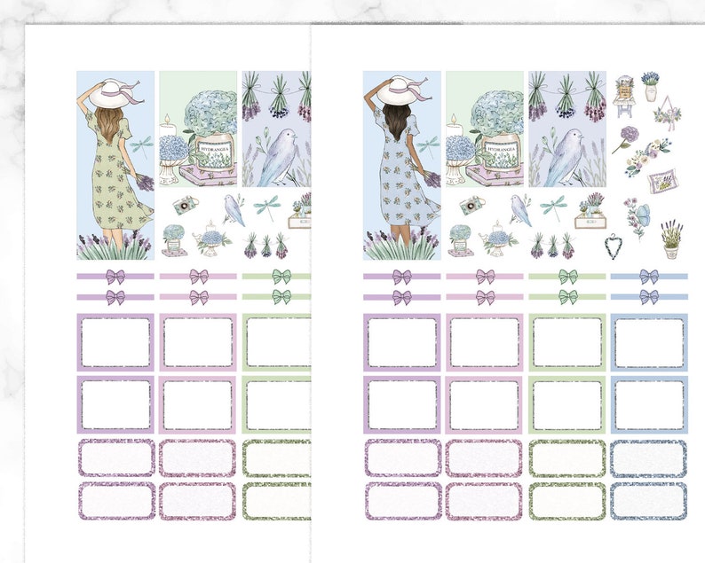 Lavender Bloom Printable Planner Stickers Happy Planner Kit | Etsy