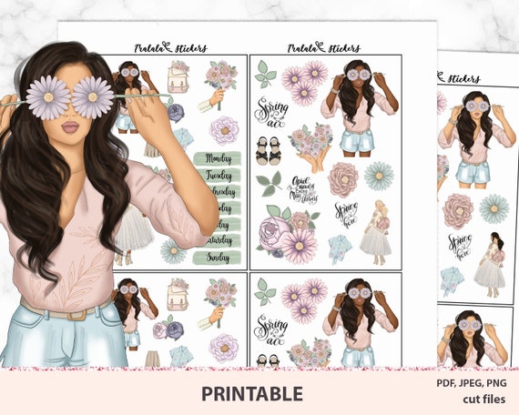 Floral Deco Stickers Printable Kit for Bullet Journals and - Etsy