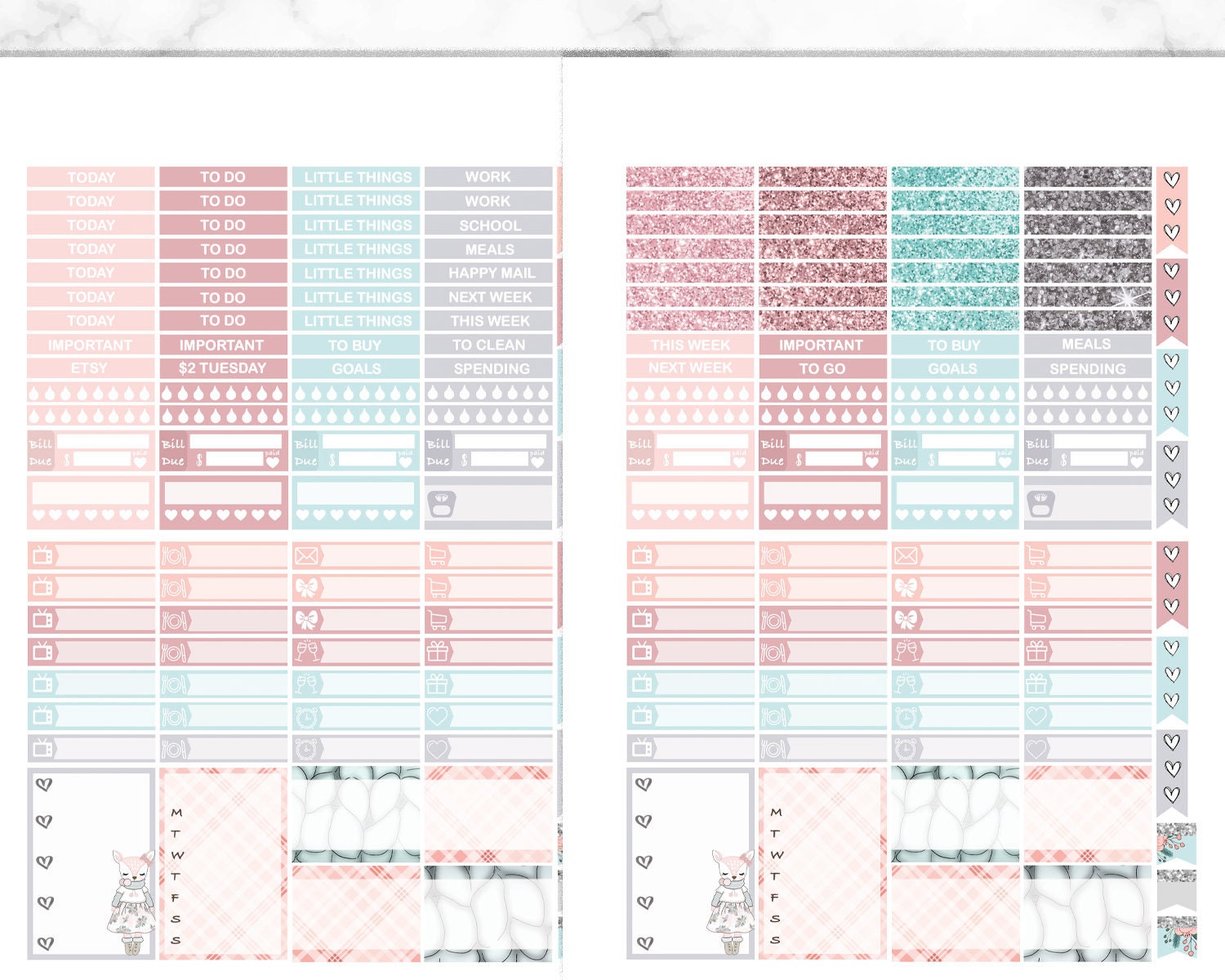 Pink Winter Planner Stickers Printable Weekly Kit for Happy - Etsy