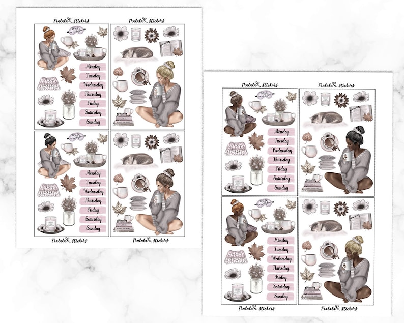 Cozy Day Deco Stickers, Me Time Printable Kit for Bullet Journals and ...