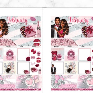 FEBRUARY MONTHLY Planner Kit Printable, Valentines Day Planner Stickers ...