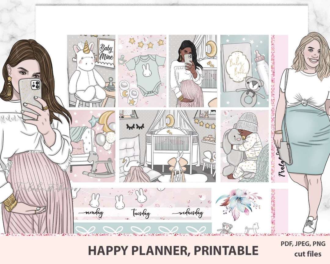 Baby Printable Planner Stickers for Classic Happy Planner, Mother to Be ...