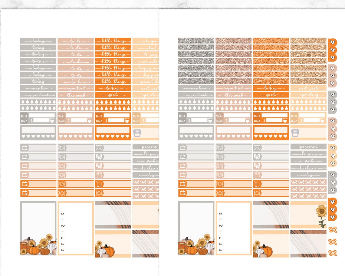 Fall Printable Planner Stickers Happy Planner Weekly Kit - Etsy