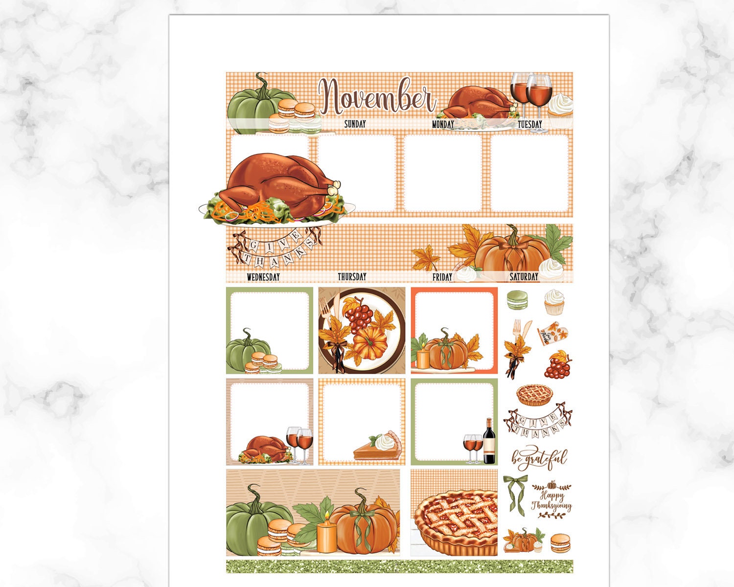 NOVEMBER Monthly Stickers Printable Happy Planner Monthly | Etsy