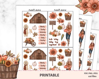 Fall Deco Stickers Bullet Journal Printable Kit With Autumn | Etsy