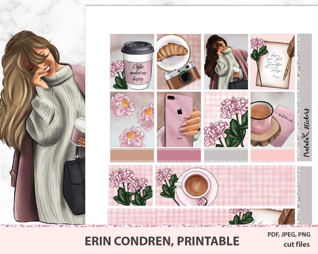 Erin Condren Printable Planner Stickers, Coffee, Winter Weekly Planner ...