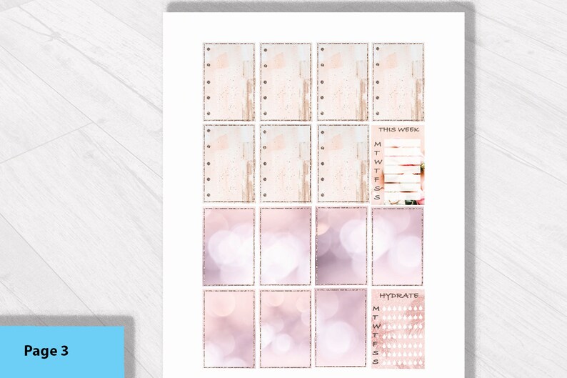 Rose Gold and Pink Printable Weekly Kit Stickers With Roses - Etsy